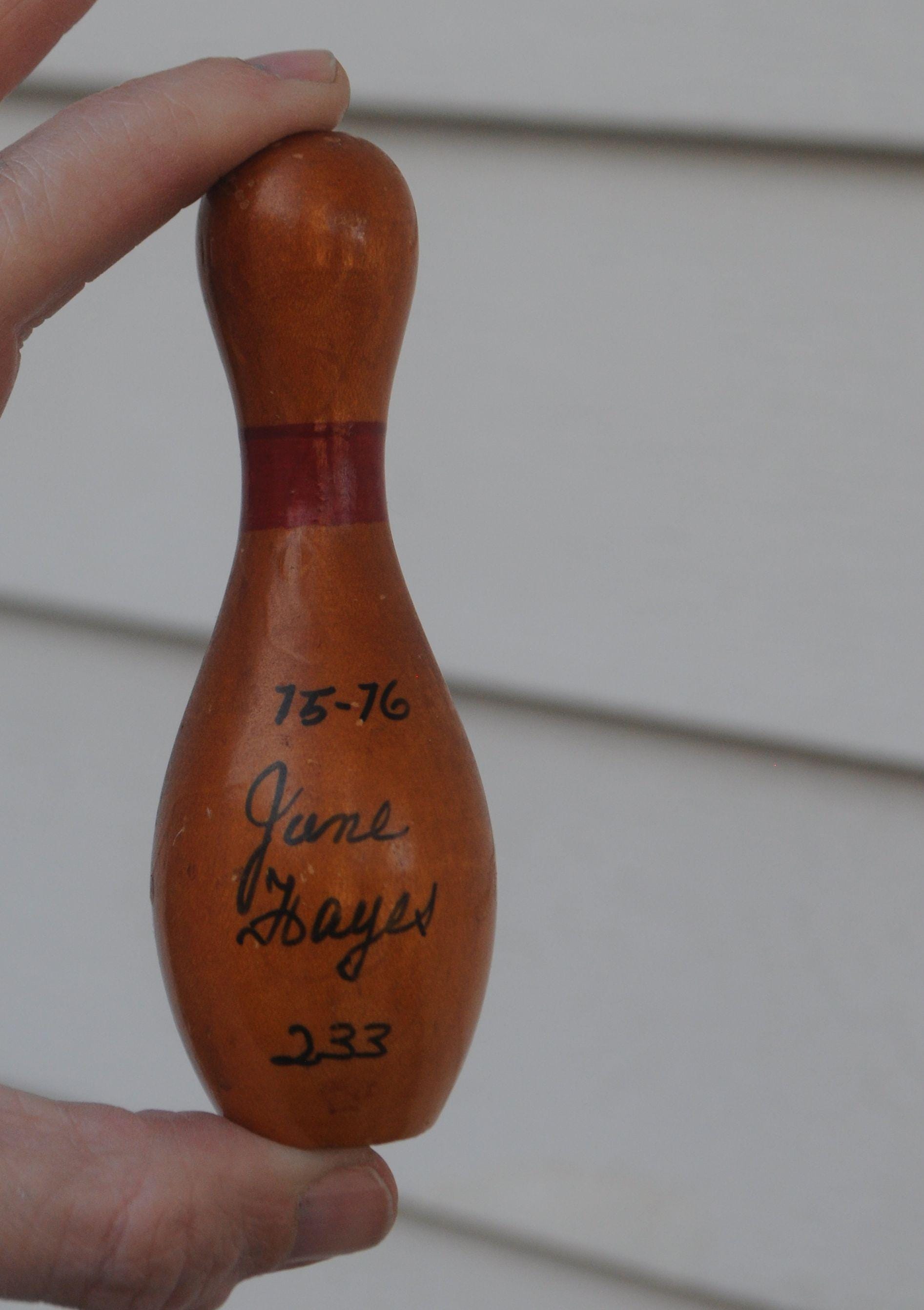Vintage Wooden Bowling Pin Trophy - Miniature Bowling Pin for Games ...