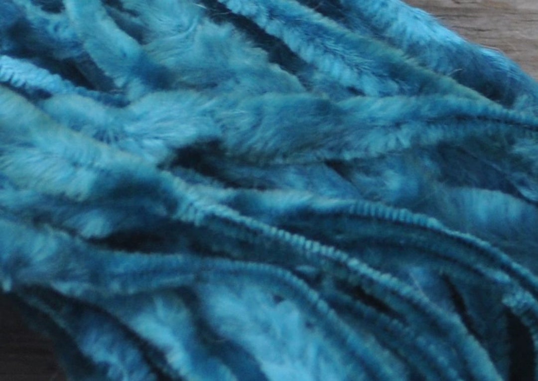 Vintage LONG TEAL Bump Fuzzy Wire Stems by the Yard Pipe Cleaner Hard ...