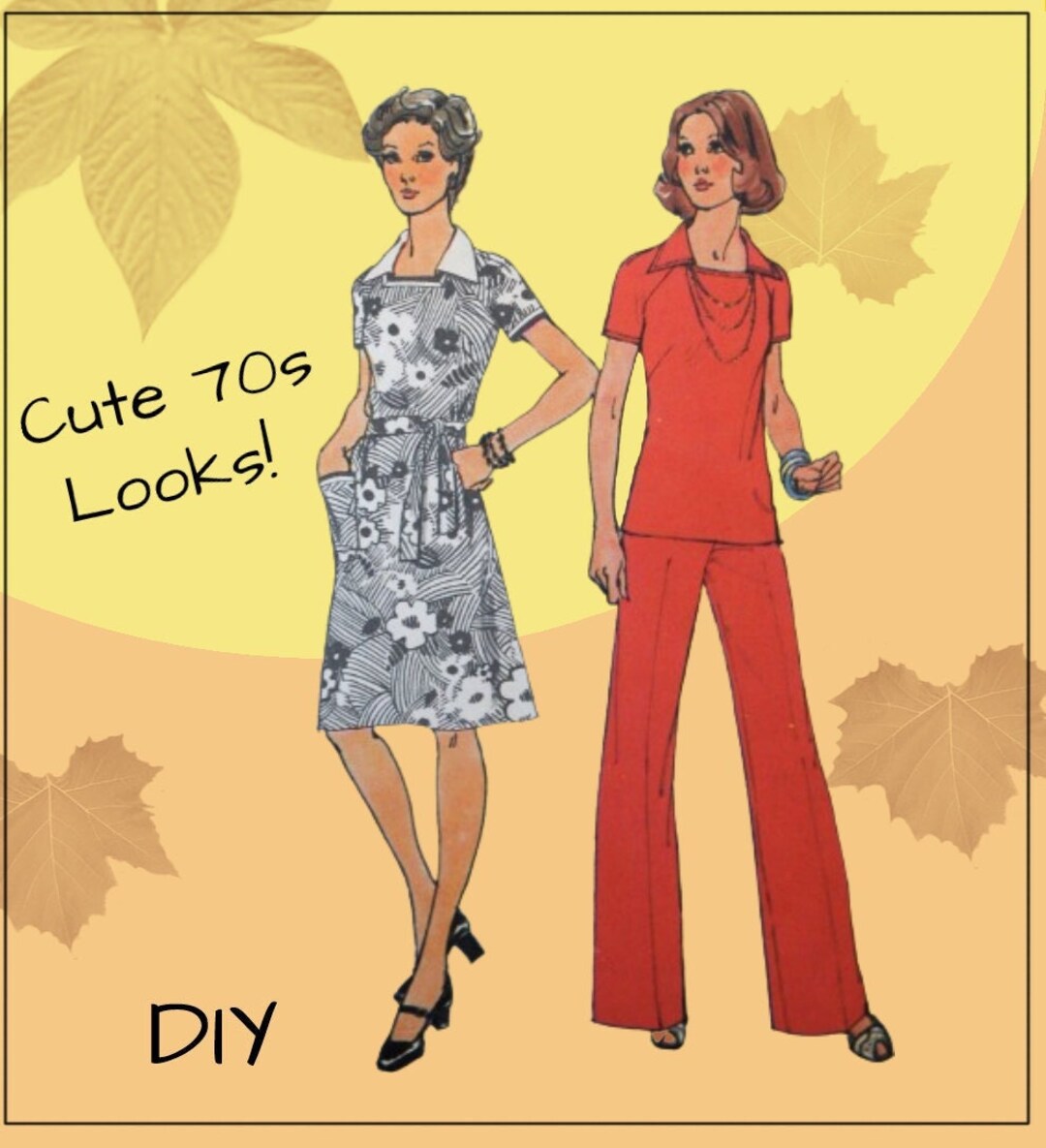 Simplicity 6384 - Curvy / Plus Size 1970s Easy Sew Outfits - Top, Pants ...