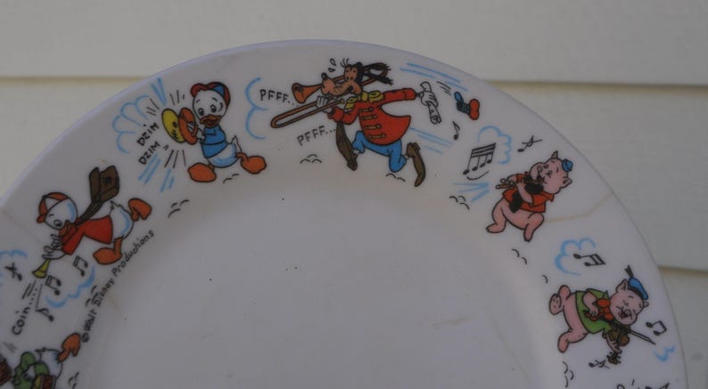 Vintage 1950s Disney Mickey Mouse Club Plate - Three Little Pigs ...