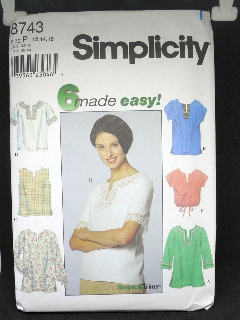 Simplicity 8743 Various DIY Blouses Boho / Hippie Style | Etsy