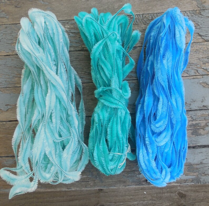 Vintage ELECTRIC BLUE Bump Fuzzy Wire Stems - by the Yard - Pipe ...