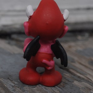 Vintage 1980s Smurfs Red Devil Figurine by Schleich 1984 Naughty Imp ...