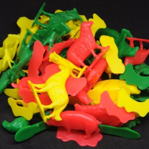 Vintage Plastic Chickens / Rooster - Red, Yellow, or Green - Farm ...