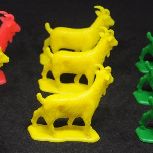 Vintage Plastic Goats Red, Yellow, or Green Farm Animals, Shepherd ...