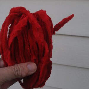 Vintage SILKY RED Bump Chenille Fuzzy Wire Stems by the Yard Pipe ...