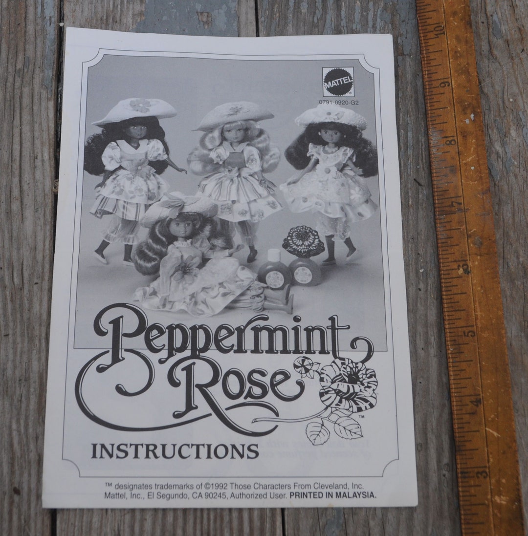 RARE Peppermint Rose Instruction Booklet - 1990s Vintage Mattel - Book ...
