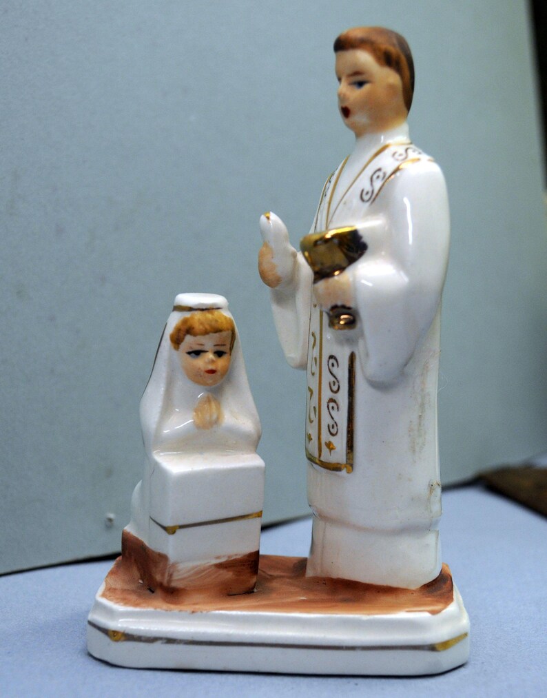 Vintage 1950s Girl's First Communion Figurine - Priest - Roman ...