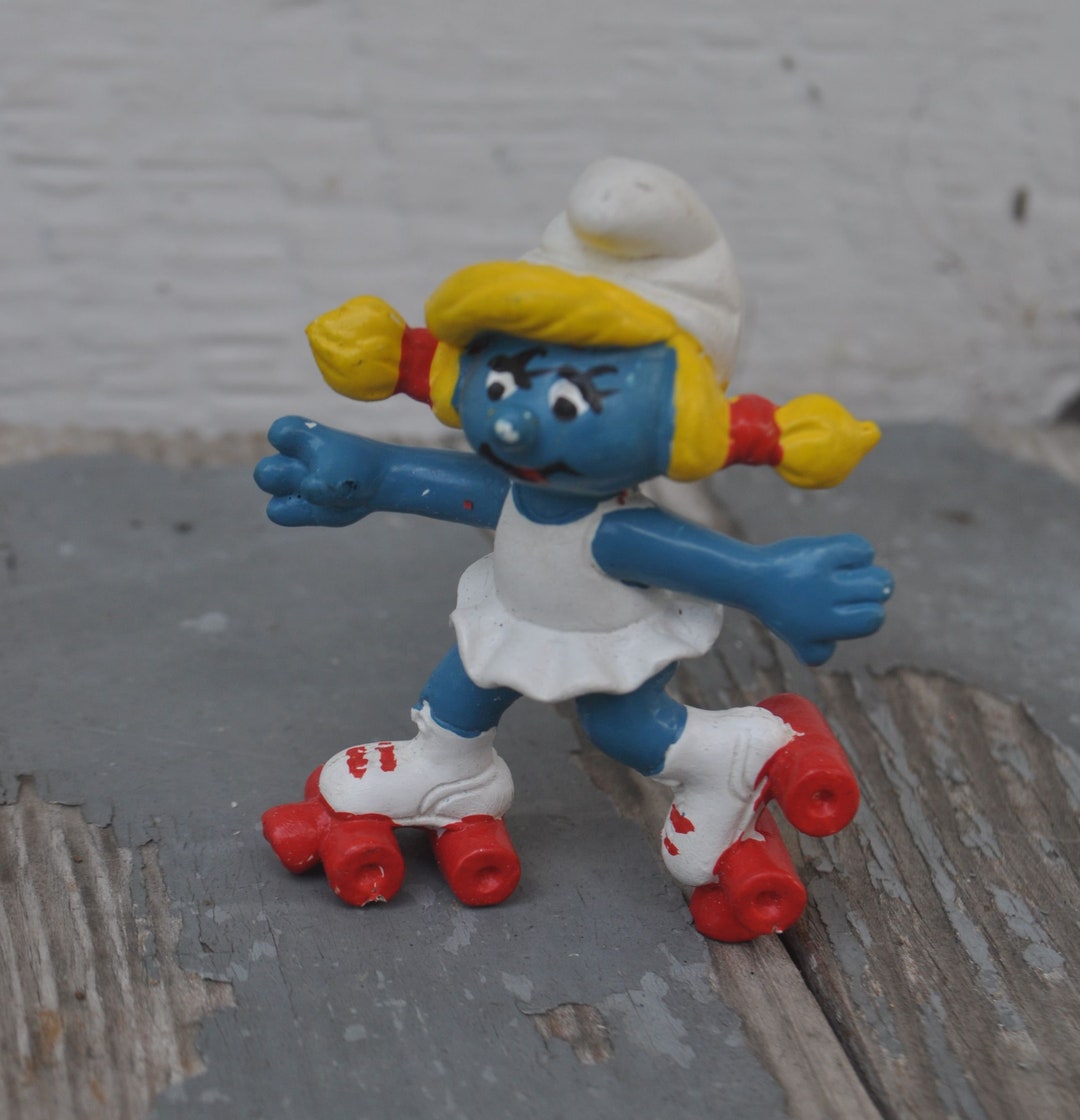 Vintage 1970s Smurfs Figurine by Schleich - 1976 - Smurfette on Roller ...