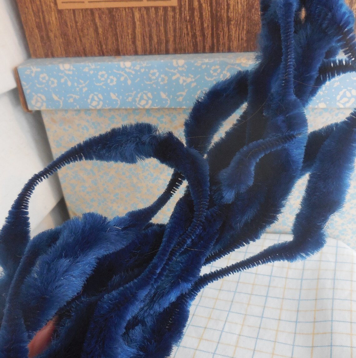 Vintage FAT MIDNIGHT BLUE Bump Chenille Fuzzy Wire Stems by | Etsy