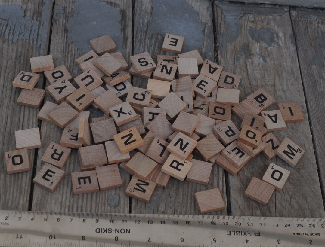 Large Lot of BOLD Wooden Letter Tiles / Scrabble Tiles / Spelling ...