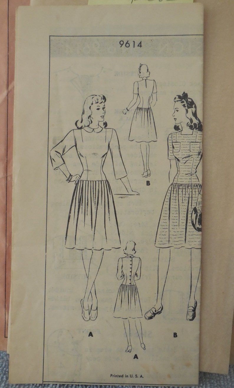 Superior Pattern 9614 Vintage 1940s Drop-waist Dress | Etsy