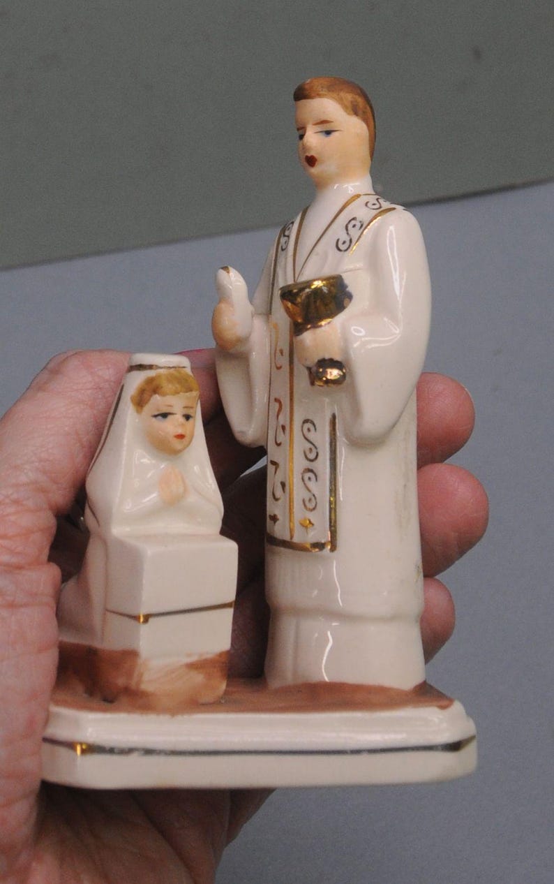 Vintage 1950s Girl's First Communion Figurine - Priest - Roman ...