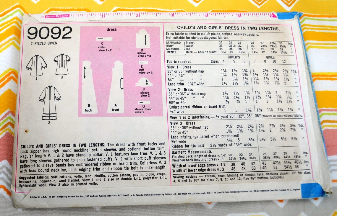 Simplicity 9092 Cute Dresses For Girls DIY 1970s Boho | Etsy