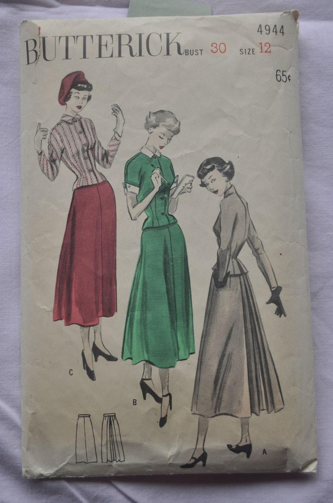Butterick 4944 - RARE 1940s Beautiful Ladies' Suit Pattern - Amazing ...