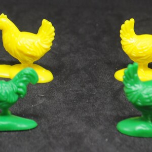 Vintage Plastic Chickens / Rooster - Red, Yellow, or Green - Farm ...