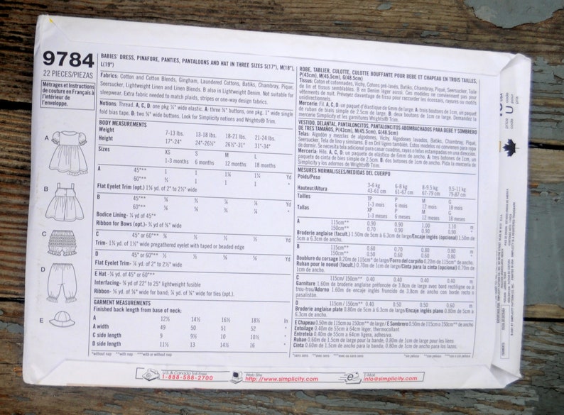 Simplicity 9784 Easy Sew Baby Clothes Dress Bloomers Sun | Etsy