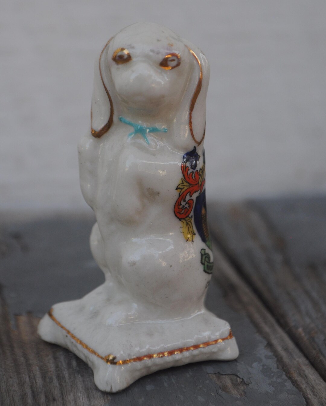 Vintage 1900s Arcadian China Souvenir Dog Figurine - Crested Pottery ...