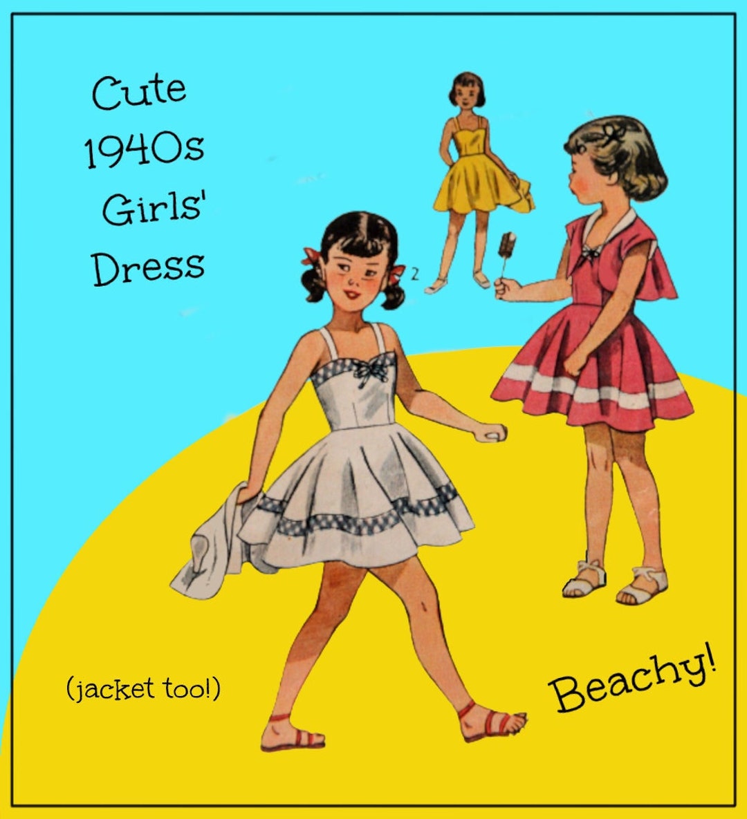 Simplicity 2858 - Rare 1940s Girls' Fit-and-flare Dress W/ Bolero ...