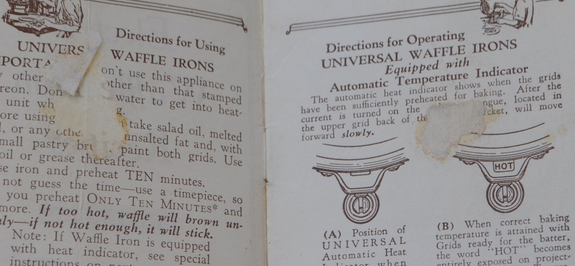 Vintage 1920s electric Waffle Iron Recipes - Etsy