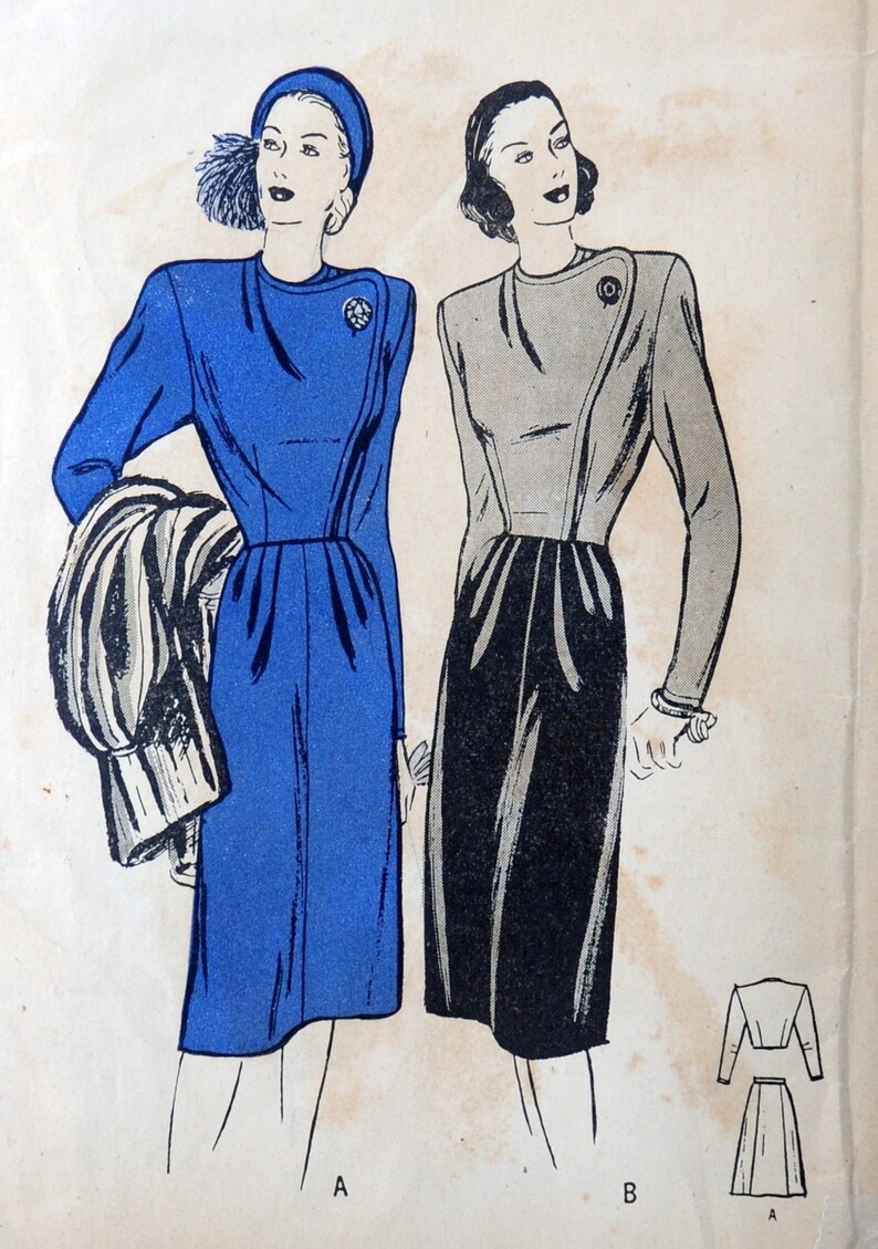 Butterick 3929 RARE 1940s DIY Cocktail Dress Asymmetrical - Etsy
