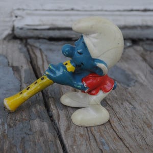 Vintage 1970s Smurfs Figurine by Schleich - 1978 - Horn / Flute / Oboe ...