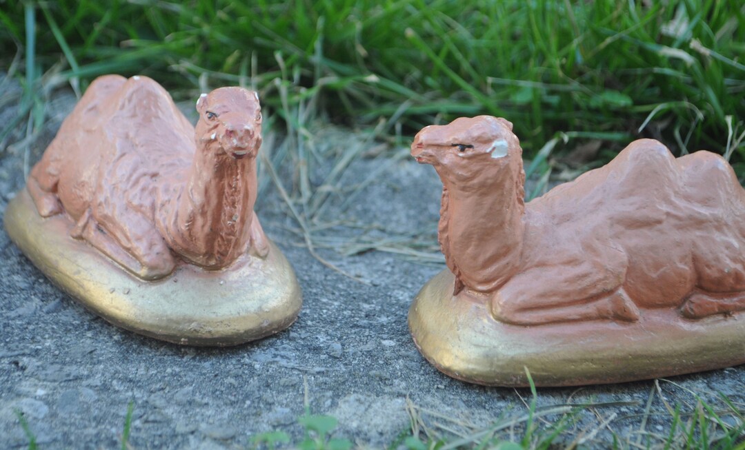 Vintage Nativity Figurine - Laying Camel - Christmas Display, Xmas ...