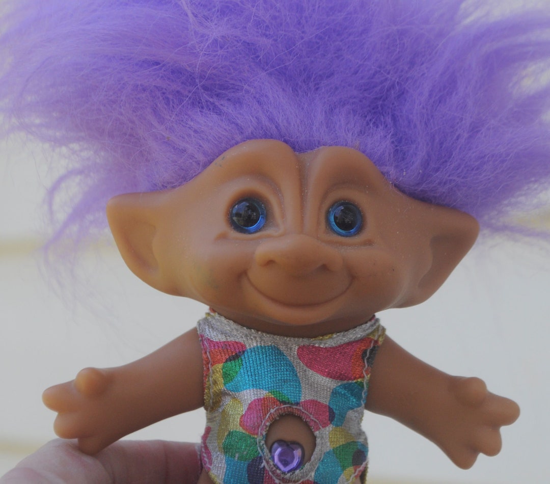 Vintage 1990s Ace Treasure Troll Swimsuit / Swimmer Troll Purple Hair ...