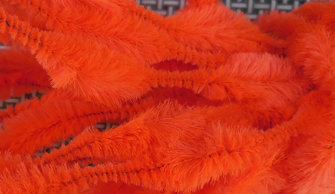Vintage SMALL ORANGE Bump Fuzzy Wire Stems - by the YARD - Pipe Cleaner ...