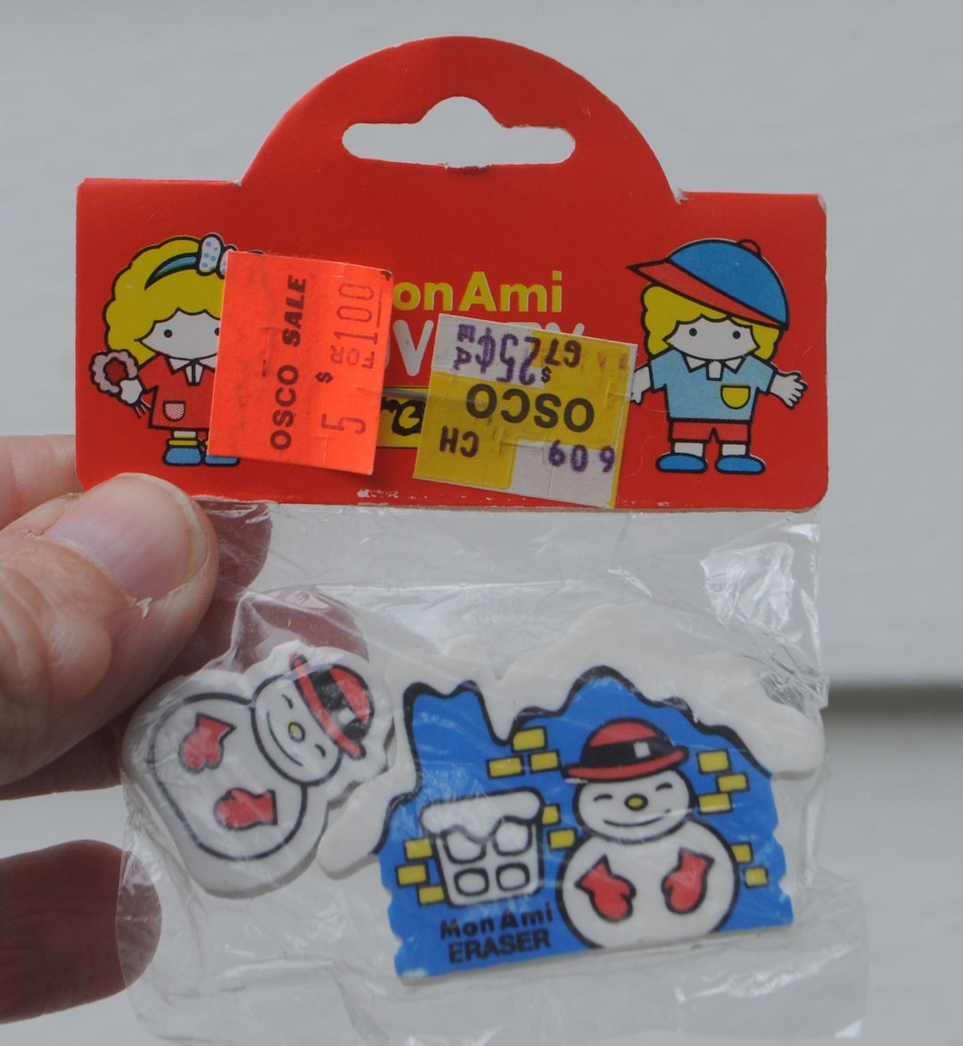 Vintage 1980s Monami Novelty Erasers Sets Patty & Jimmy Christmas Snowman Cute / Kawaii ...