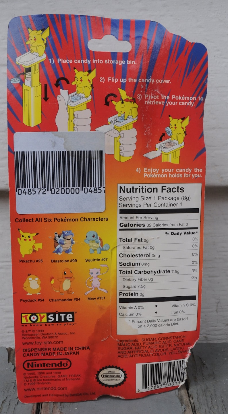 Vintage 1990s Pokémon / Pokemon Pikachu Candy Dispenser - Toysite ...