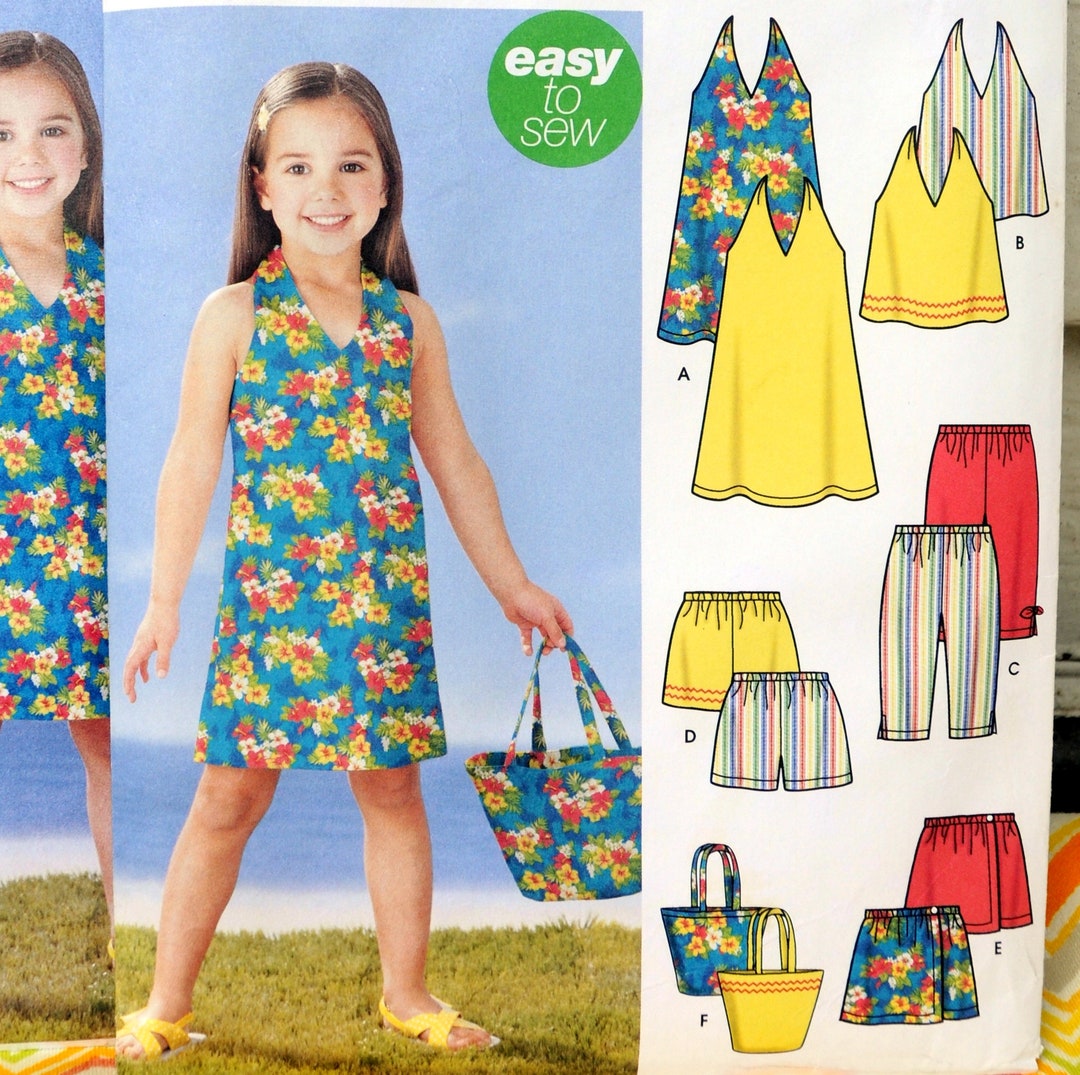 Simplicity 5531 - Cute DIY Girls's Outfits - Halter Dress, Top, Shorts ...