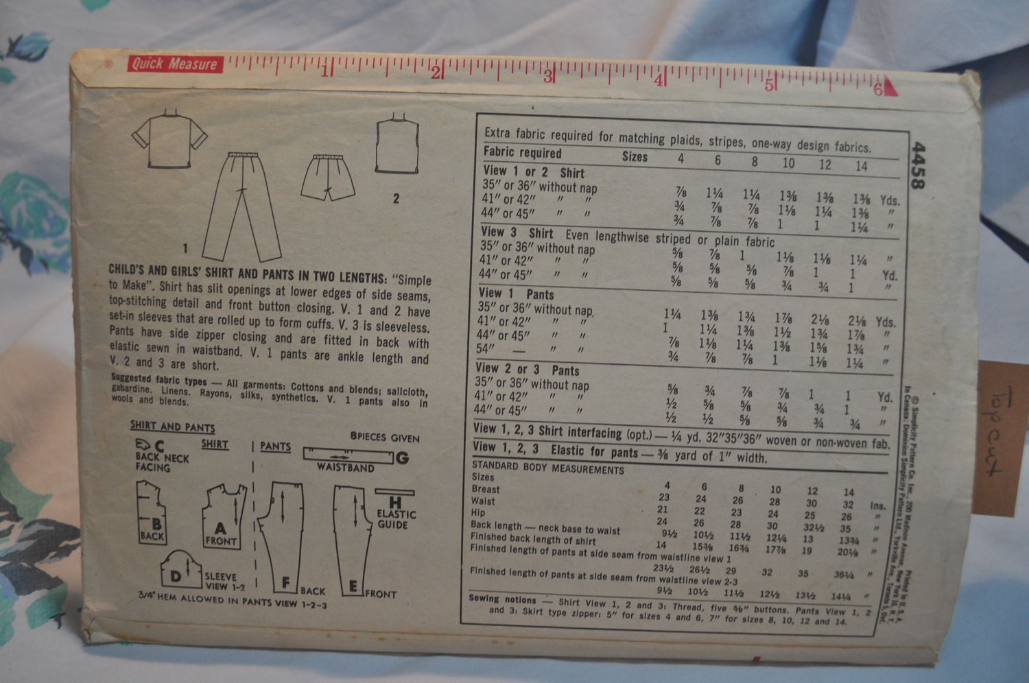 Simplicity 4458 Girls' Play Outfits for Summer Perfect | Etsy