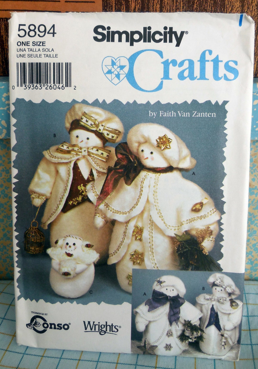 Simplicity 5894 - DIY Soft Sculpture Snowman Family - Snowlady, Snowkid ...