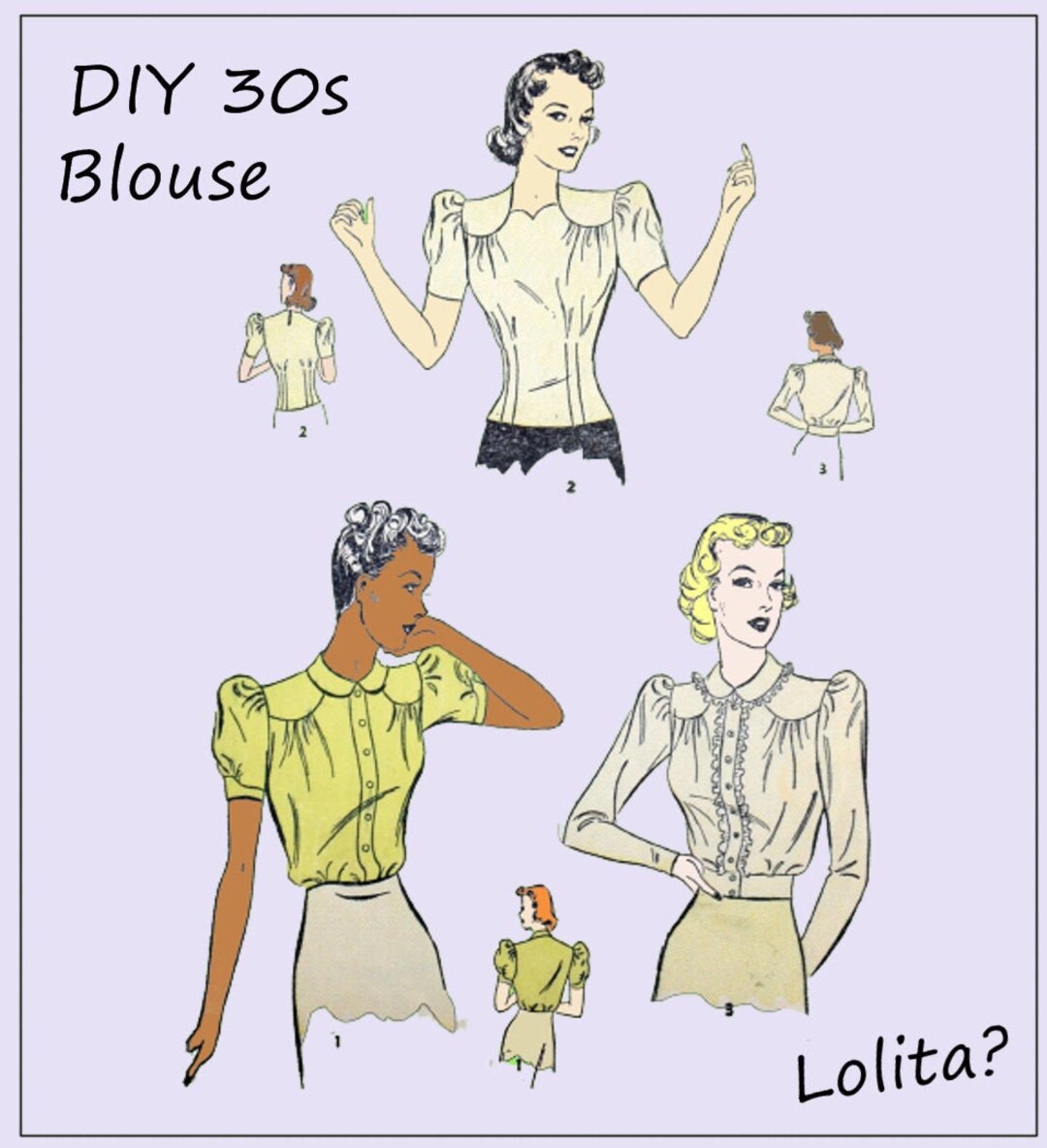 Advance 2214 Vintage 1930s Blouse / Shirt / Top DIY Dressy, Lolita ...