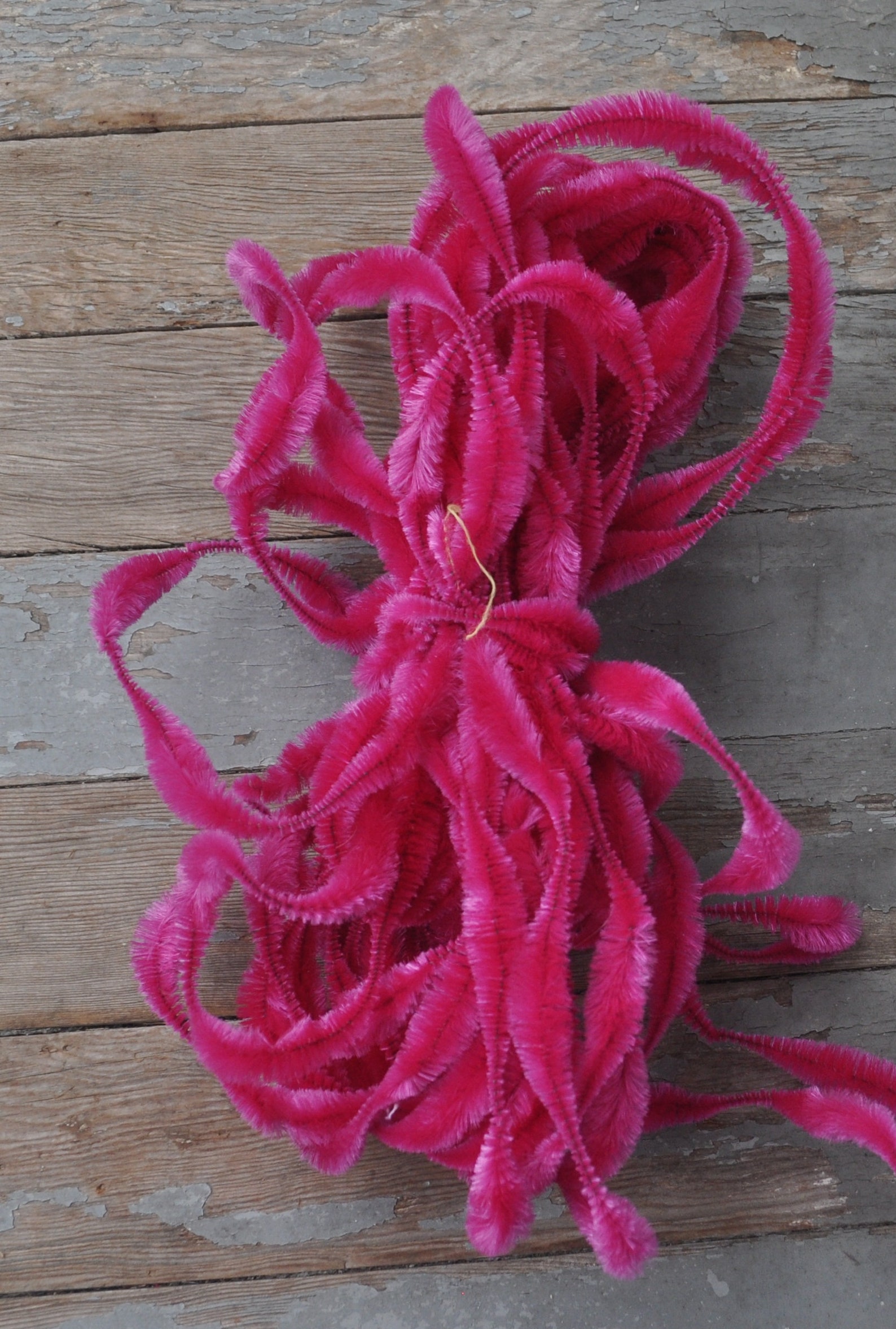 Vintage MAGENTA PINK Chenille Bump Fuzzy Wire Stems - by the YARD ...