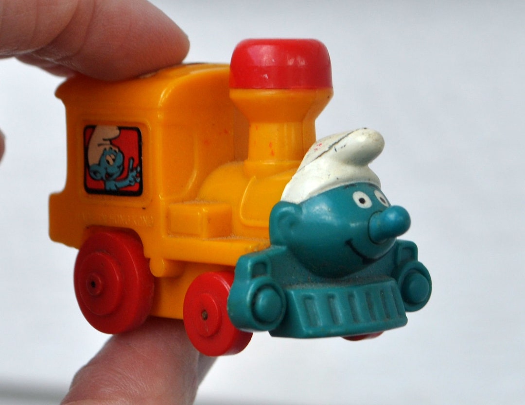 Vintage 1980s Wind-up Smurf Train Toy - Cute / Kawaii Hard Plastic ...