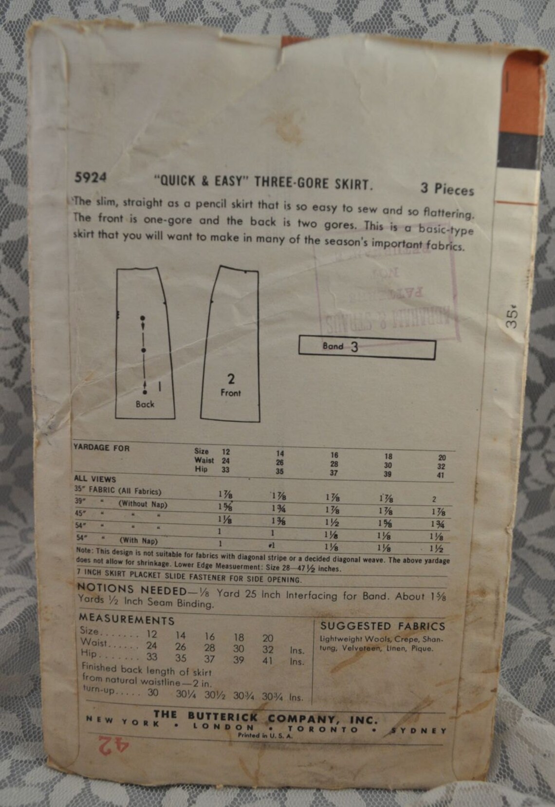 Butterick 5924 Sexy 1950s Pencil Skirts Great Easy - Etsy