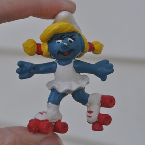 Vintage 1970s Smurfs Figurine by Schleich - 1976 - Smurfette on Roller ...