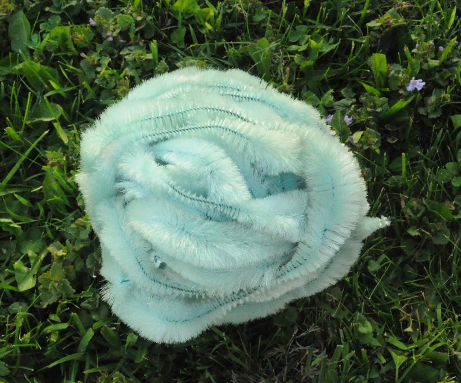 Vintage BABY BLUE Bump Chenille Fuzzy Wire Stems - by the Yard - Pipe ...