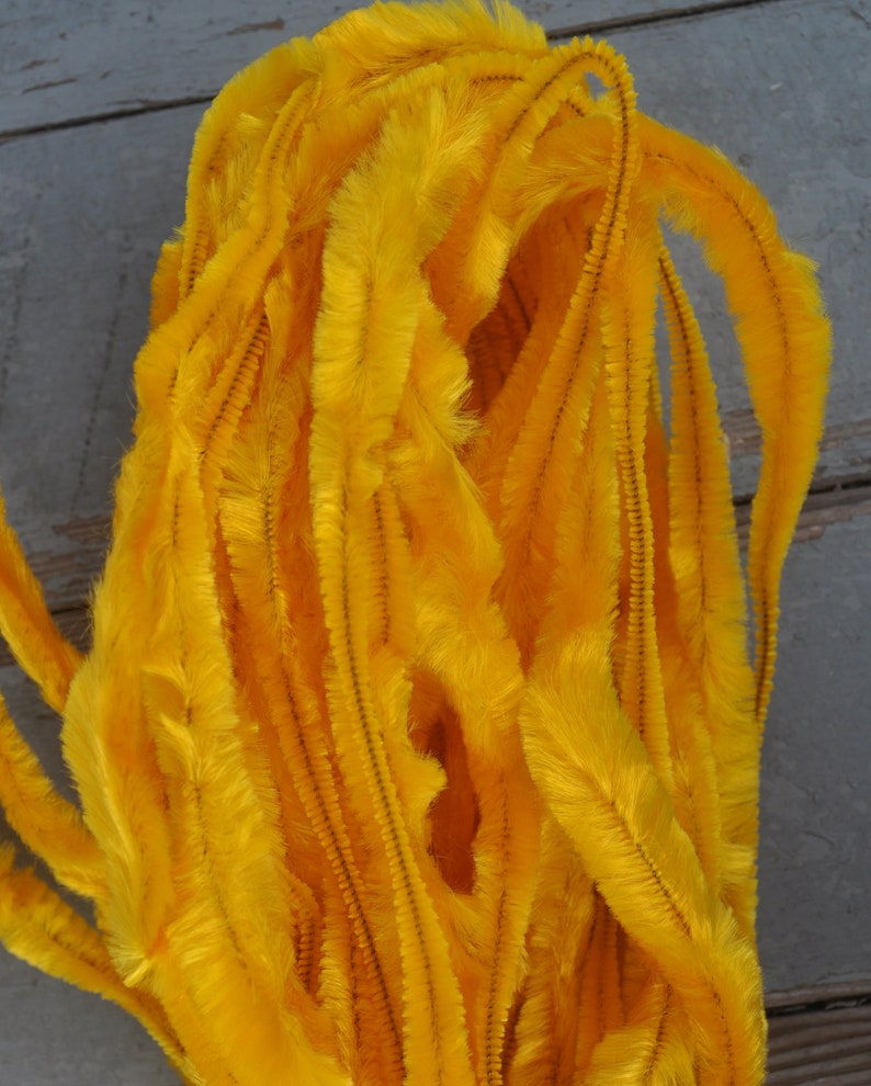 Vintage Silky DARK YELLOW Bump Chenille Fuzzy Wire Stems By | Etsy