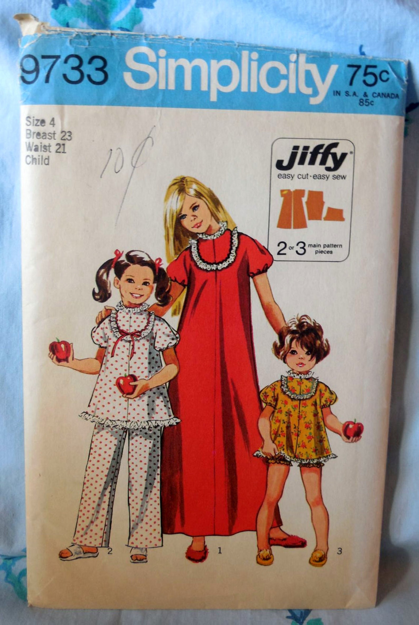 Simplicity 9733 Girls' Sleepwear Easy Sew, Vintage Jiffy 1970s Pattern ...