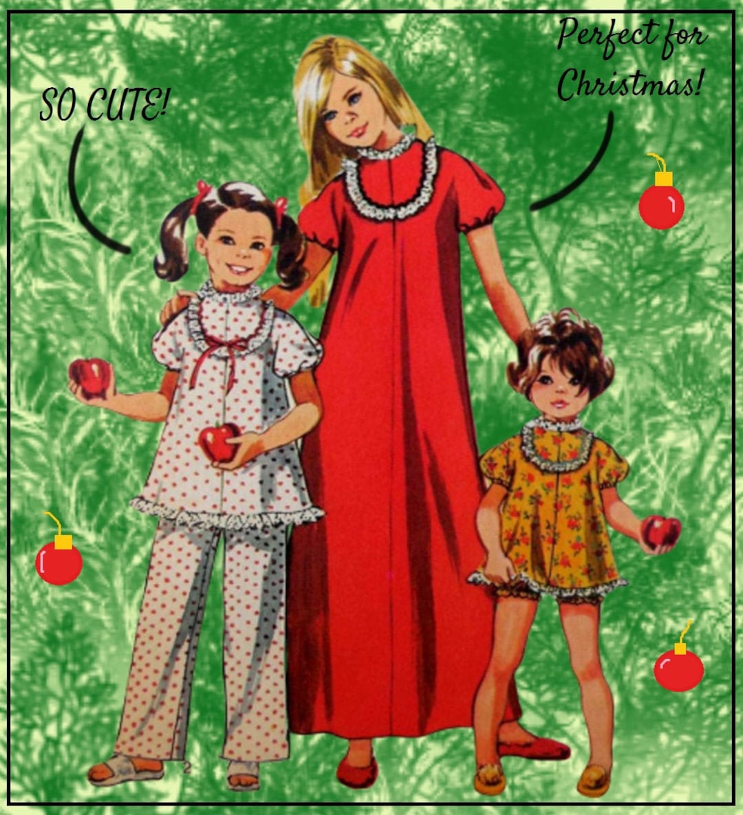 Simplicity 9733 - Girls' Sleepwear - Easy Sew, Vintage - Jiffy 1970s ...