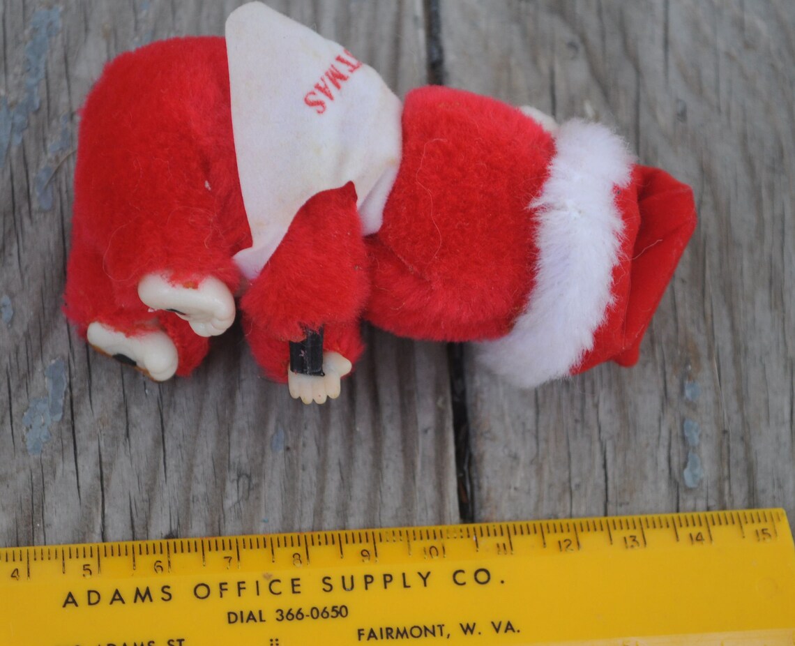 Vintage 1980s Plush Christmas Bear- Pencil Hugger - Clip-on Holiday ...