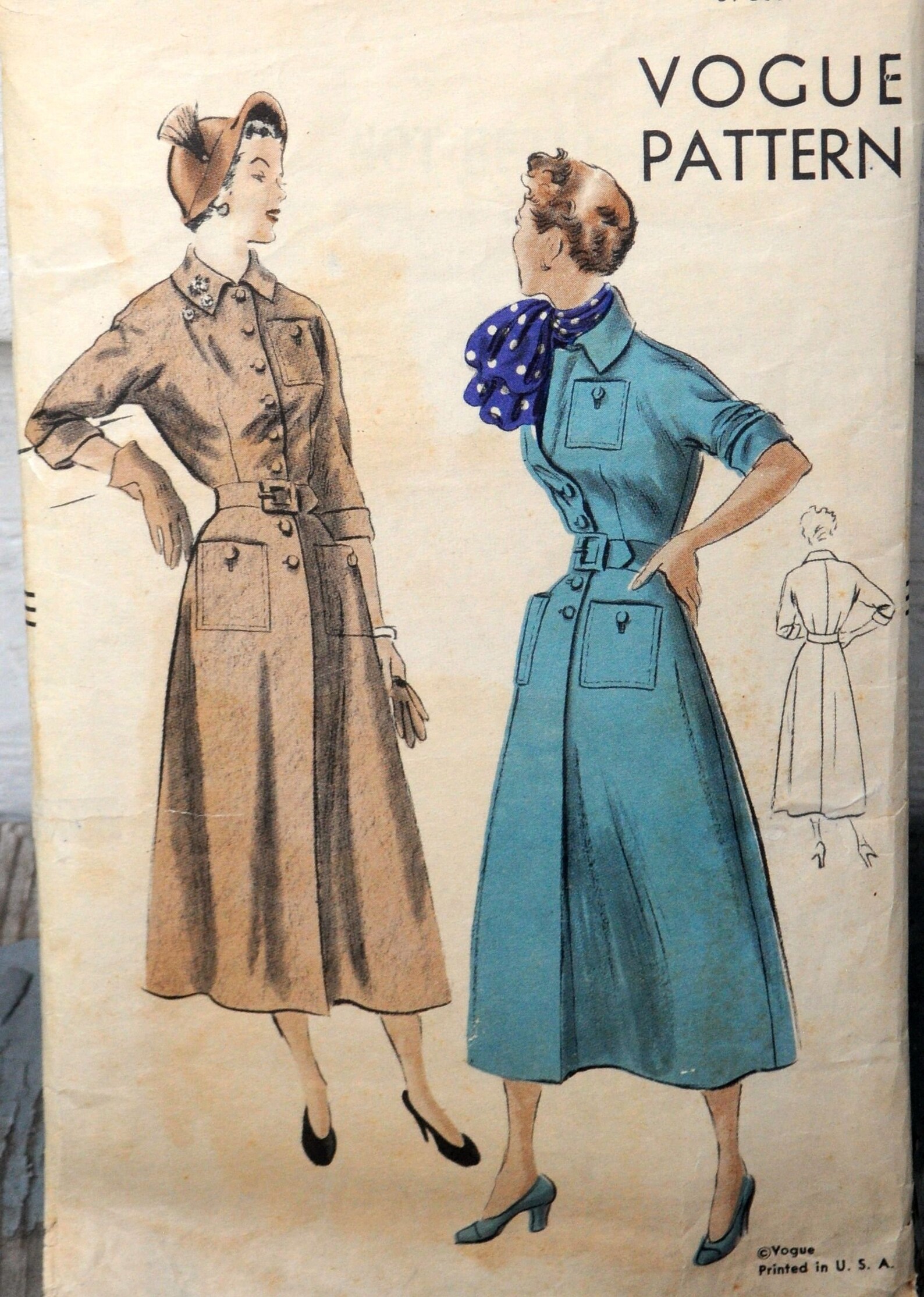 Vogue 6647 - Early 1950s Fit-and-flare Button Front Dress - New Look ...