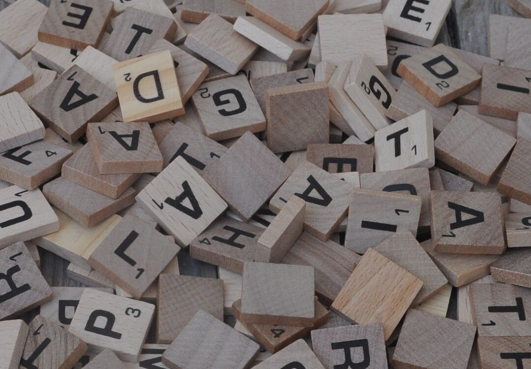 Large Lot of BOLD Wooden Letter Tiles / Scrabble Tiles / Spelling ...