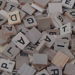 Large Lot of BOLD Wooden Letter Tiles / Scrabble Tiles / Spelling ...