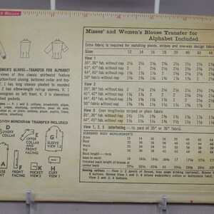Simplicity 2195 - Vintage Blouse Pattern W/ Monogram Applique - 1950s ...