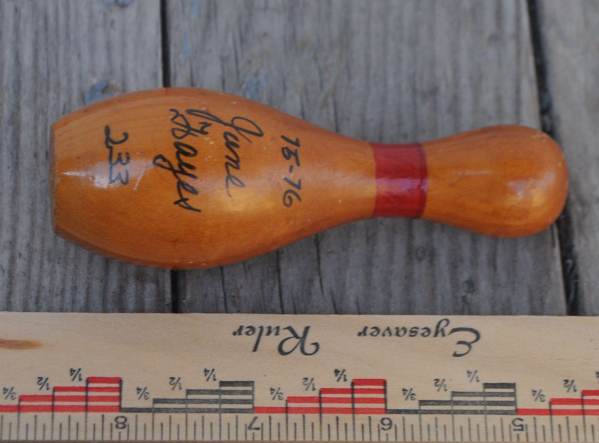 Vintage Wooden Bowling Pin Trophy - Miniature Bowling Pin for Games ...