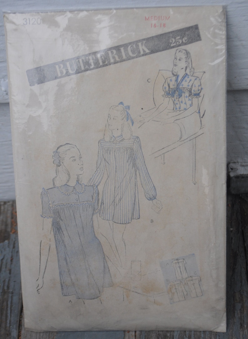 Butterick 3120 - DIY Frilly Hospital Gown / Bed Jacket - Vintage 1940s ...
